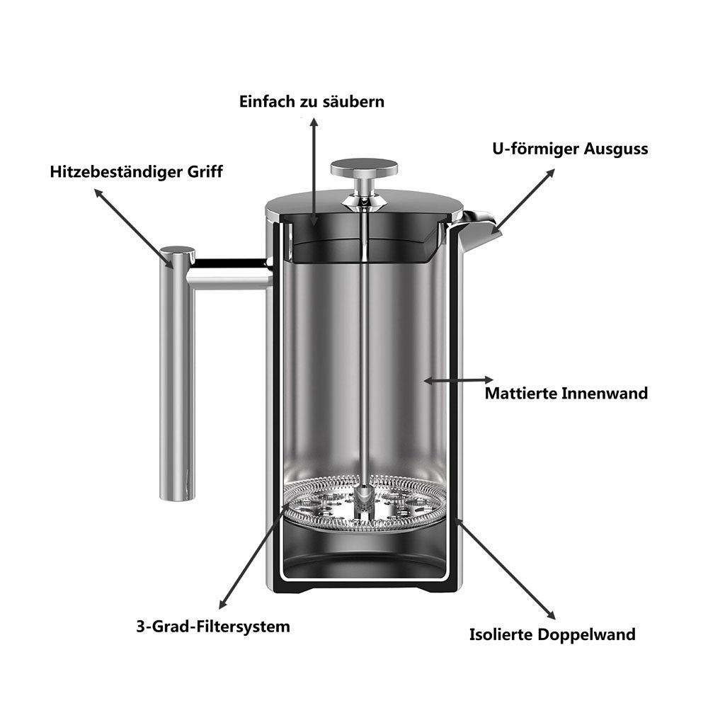 Stainless Steel Metal French Press - Coffee Ware Manufacturer